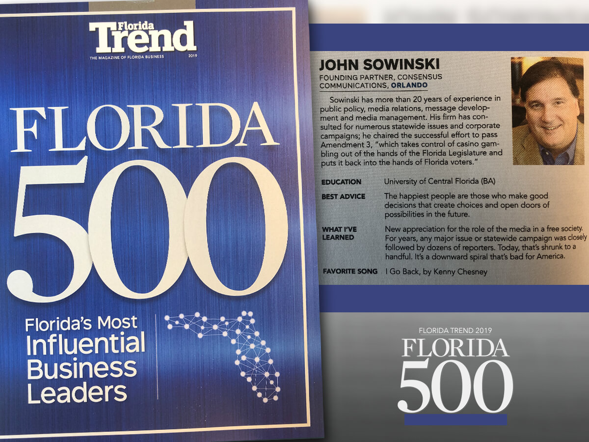 Florida Trend Names Sowinski Among Most Influential Leaders – Consensus ...